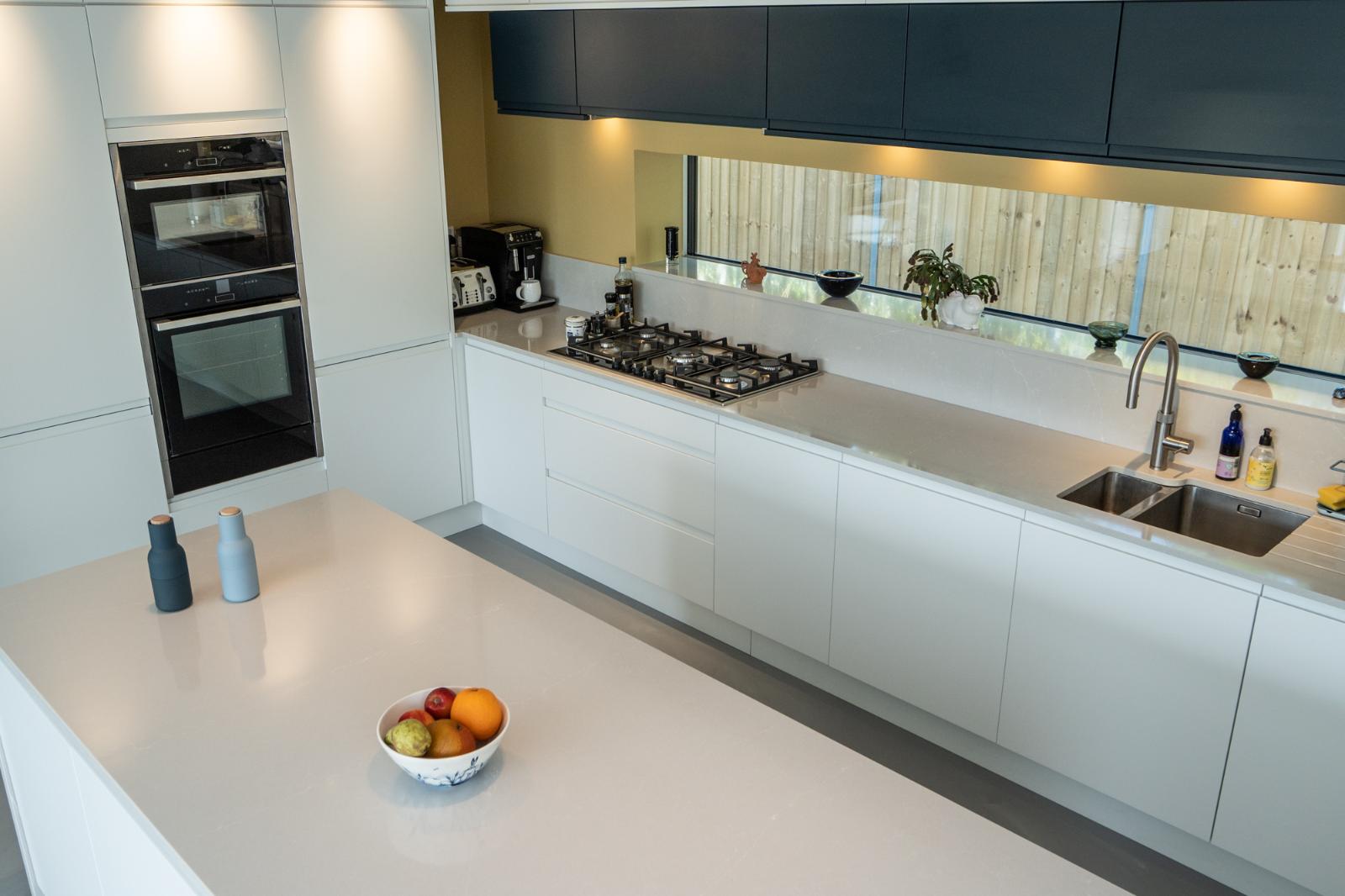 Two Tone Matt White & Hartforth Blue Remo Kitchen - KTF Kitchens